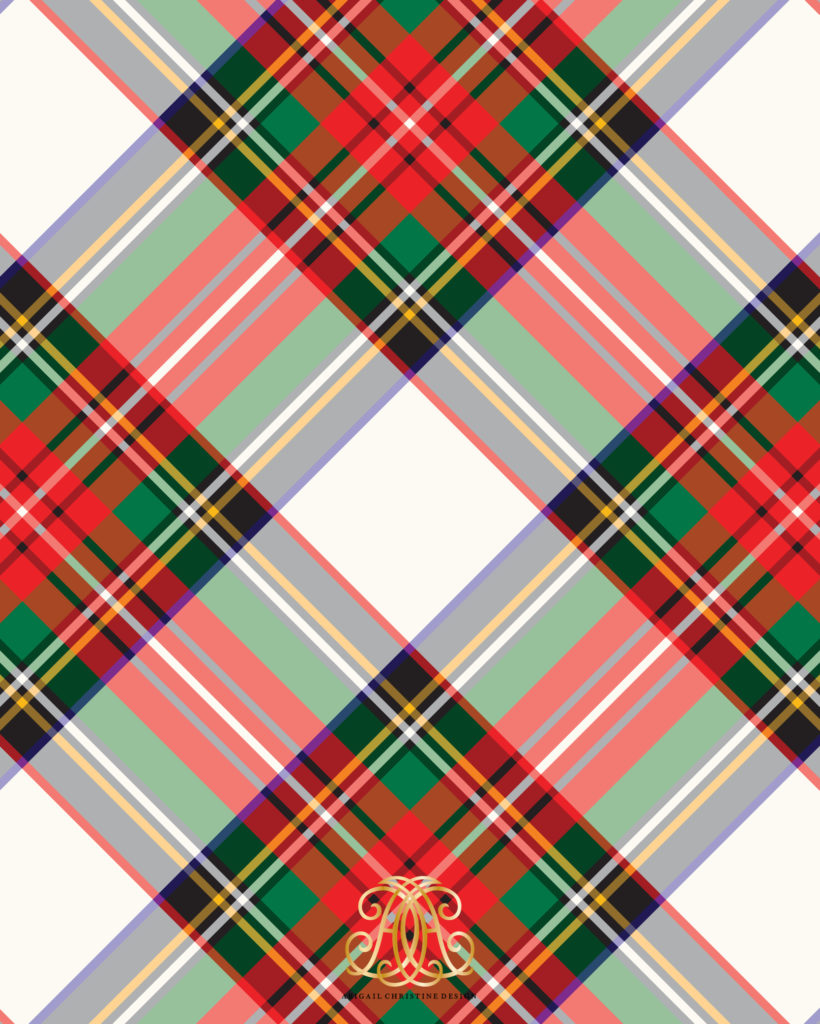 White Tartan Plaid Gift Wrap - Abigail Christine Design