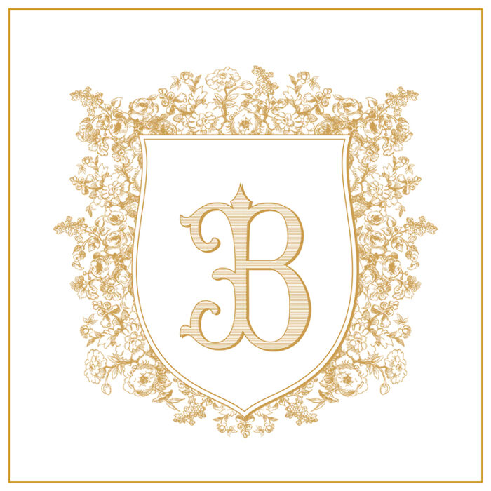 Crest & Floral Surround Monogram - Abigail Christine Design