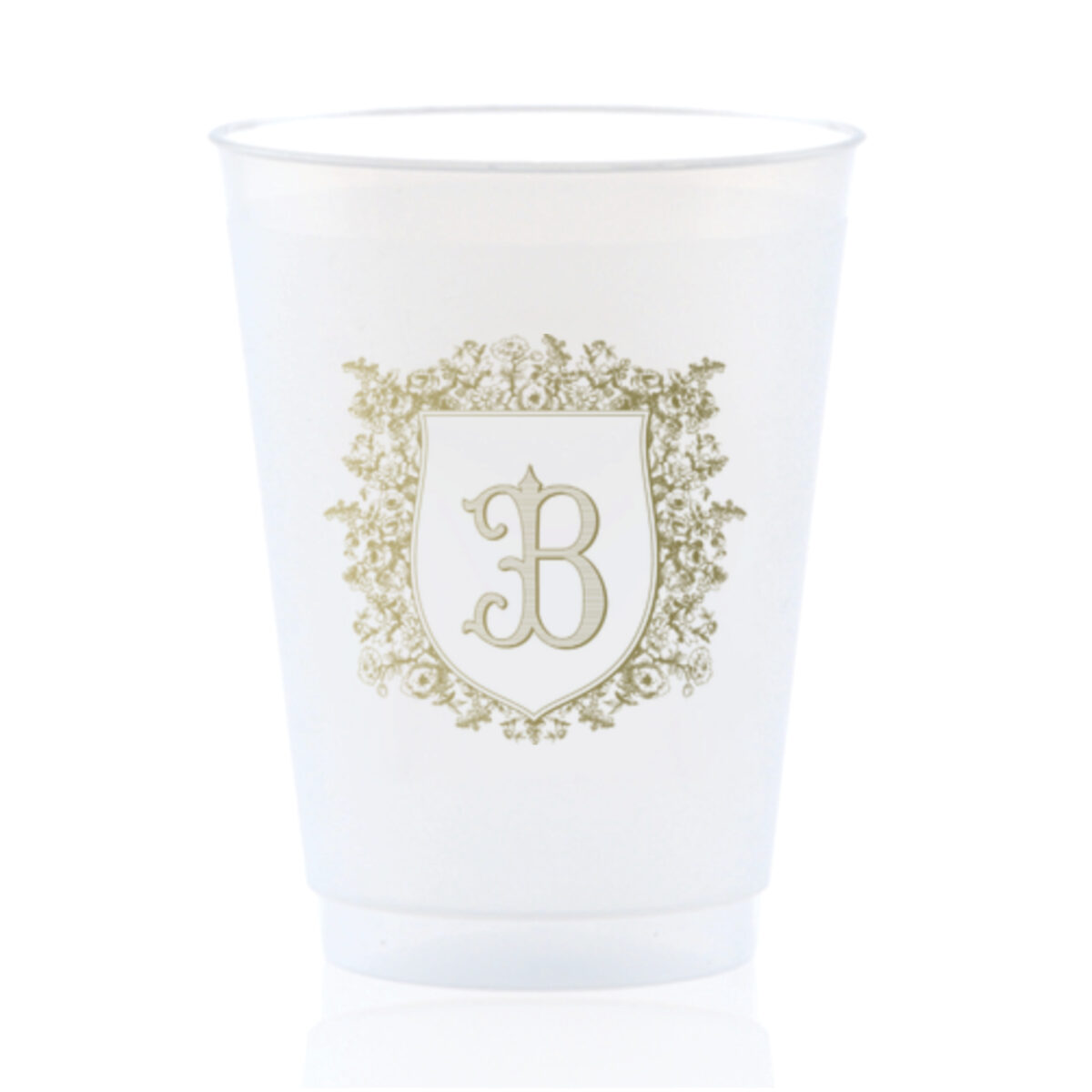 Crest & Floral Surround Monogram Cup - Abigail Christine Design